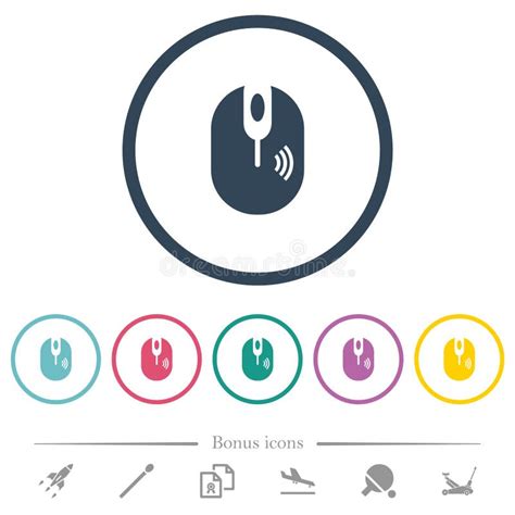 wireless computer mouse flat color icons in round outlines stock vector
