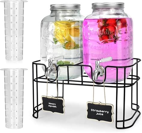 Amazon 1 Gallon Glass Drink Dispensers For Parties 2PACK Beverage
