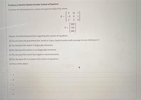 solved problem 2 iterative solution of linear systems of