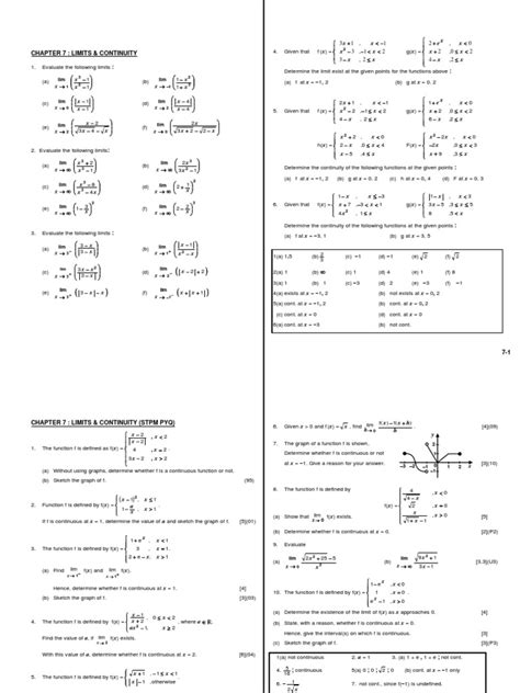 07 Limits And Continuity Extra Exercises Pdf Zero Of A Function Function Mathematics