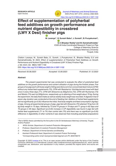 Pdf Effect Of Supplementation Of Polyherbal Feed Additives On Growth Performance And Nutrient