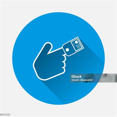 파란색 배경에 손가락 아이콘에 넣어 맥박 산소 포화도 측정기의 벡터 아이콘 긴 그림자가있는 평면 이미지 산소 포화도 측정기에 대한 스톡 벡터 아트 및 기타 이미지 Istock