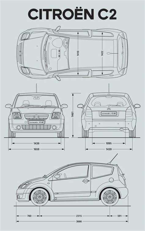 2006 Citroen C2 Car Blueprint 36594260 Vector Art At Vecteezy