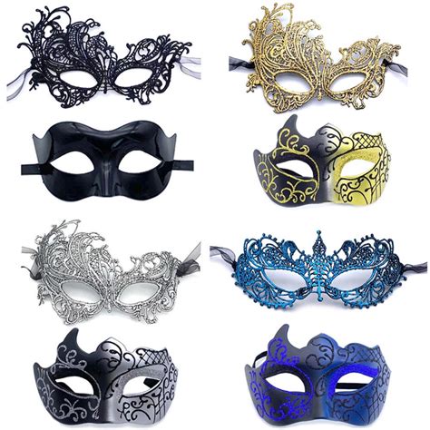 2pcsset Couple Masquerade Mask Set Unisex Blindfold Lace Masks Painted