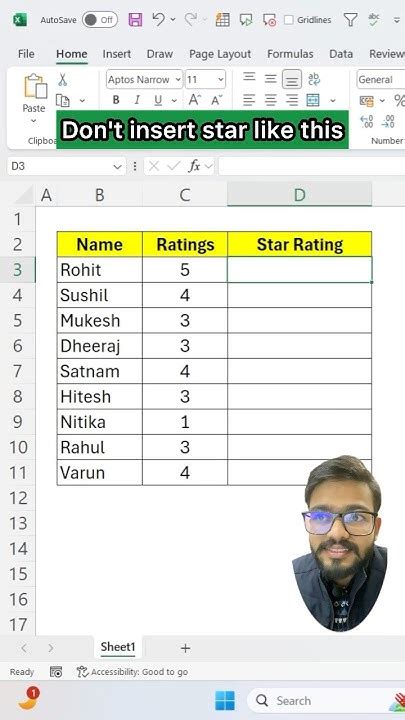 Dont Insert Stars In Excel‼️instead Use Amazing Trick Excel