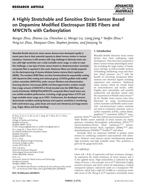 A Highly Stretchable And Sensitive Strain Sensor Based On Dopamine Modified Electrospun Sebs