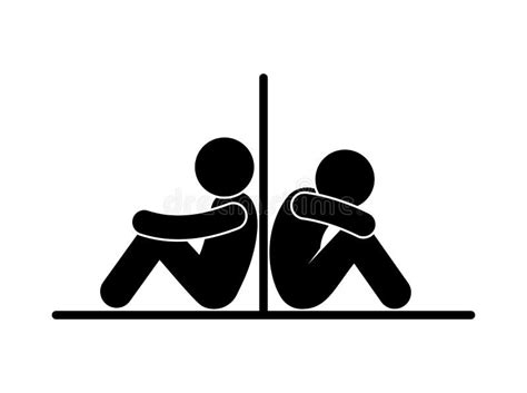 People Sit By The Wall Resting Man Icon Stick Figure Isolated