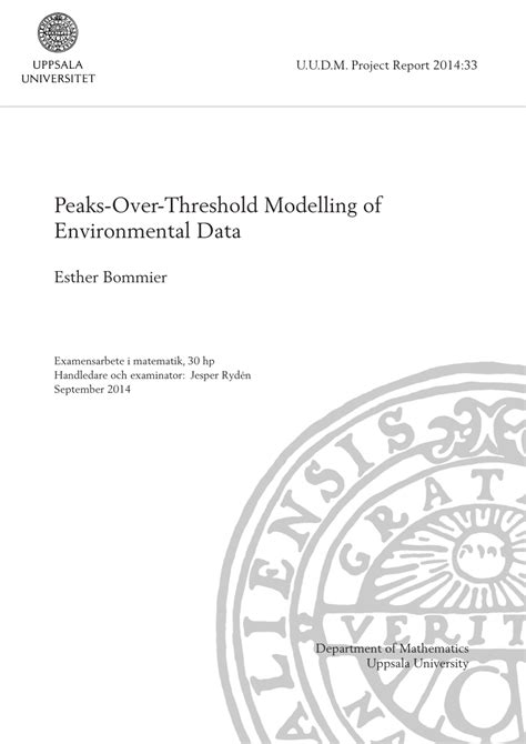 Pdf Peaks Over Threshold Modelling Of Environmental Data
