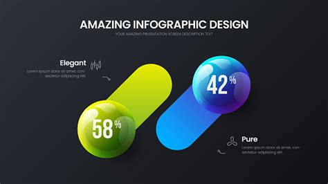 비즈니스 2 옵션 인포 그래픽 프리젠 테이션 벡터 3d 다채로운 공 그림 기업 마케팅 분석 데이터 보고서 디자인 레이아웃입니다