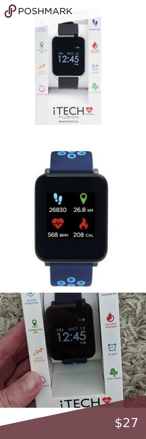 ITech Fusion Silicone Strap Smartwatch Blue Smart Watch Apple Watch Strap Micheal Kors Watch
