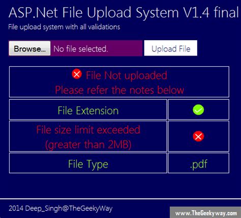 The Geeky Way Asp Net Basics Uploading A File In Asp Net Using Validations Part 5 Of 5
