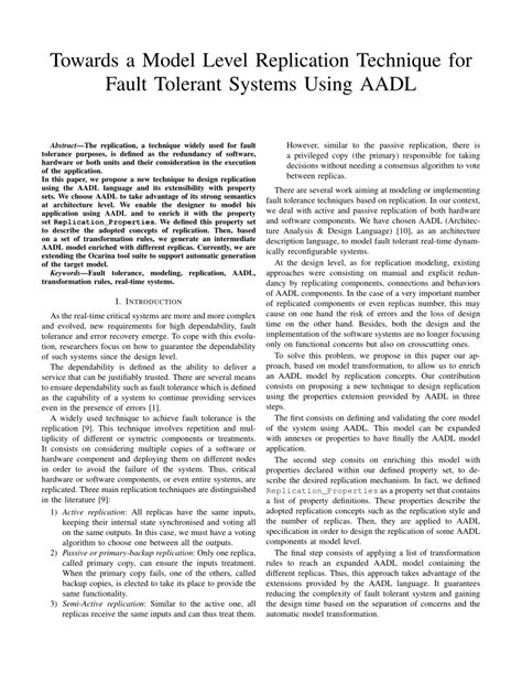 pdf towards a model level replication technique for fault tolerant