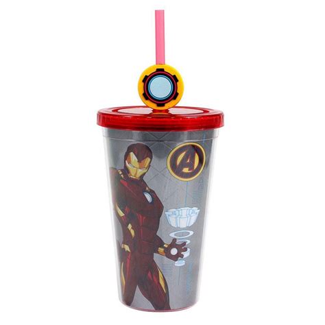 Copo Canudo Pingente Homem De Ferro Iron Man Os Vingadores The