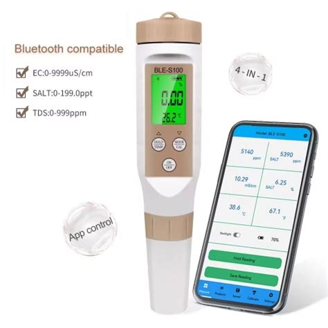 Ble S100 Blue Tooth Smart App Online Smart Pocket Salt Meter Digital 4 In 1 Ec Salinity Tds Temp