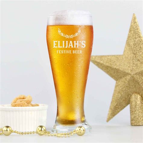 Christmas Engraved Schooner Beer Glass Personalised Favours