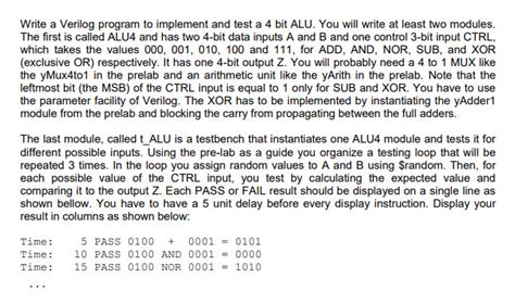 Solved Write A Verilog Program To Implement And Test A 4 Bit