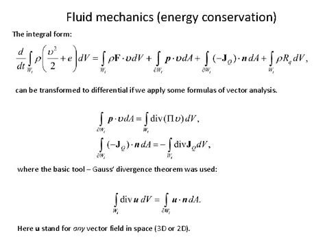 Conservation Of Mass Momentum And Energy In Fluid