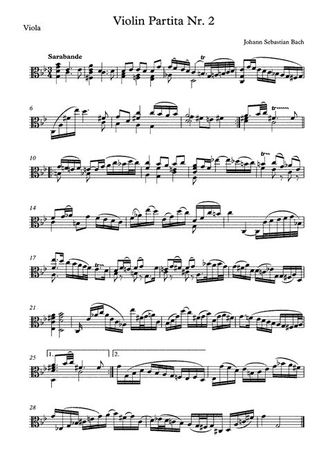 Violin Partita No2 In D Minor Bwv 1004 Bach Johann Sebastian