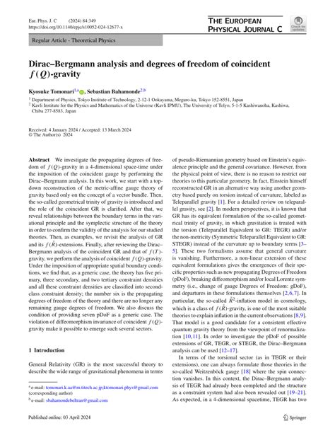 Pdf Diracbergmann Analysis And Degrees Of Freedom Of Coincident Fq