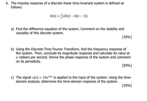 solved 6 the impulse response of a discrete linear