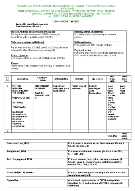 Commercial Invoice Template Word Doc Parahyena