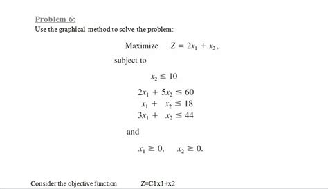Solved Problem 6 Use The Graphical Method To Solve The