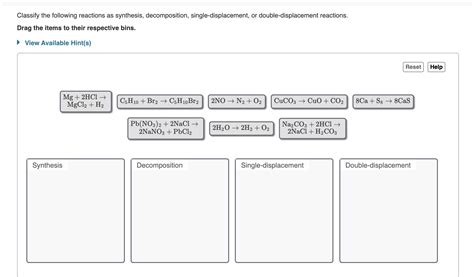 Solved Classify The Following Reactions As Synthesis