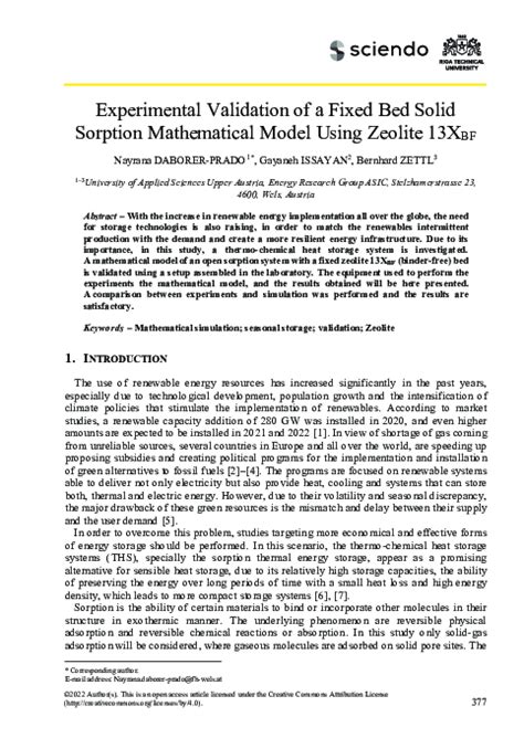 pdf experimental validation of a fixed bed solid sorption