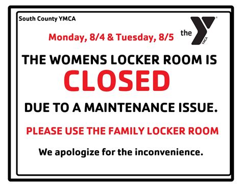 The Womens Locker Room Will Be Closed South County Ymca Facebook