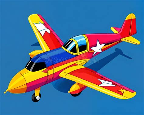 Cartoon Happy Comic Toy Airplane Military Commercial Yellow Red Flying