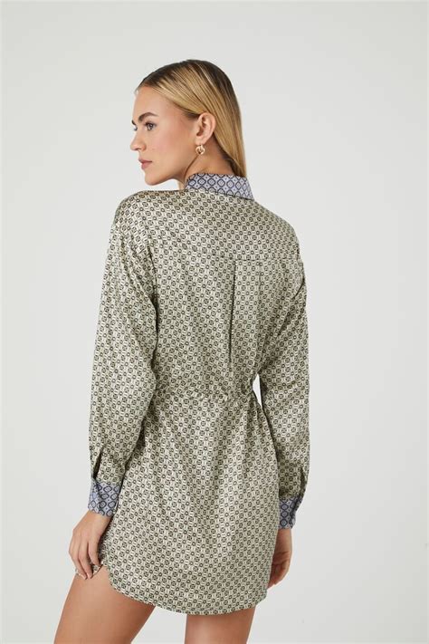 Satin Geo Print Shirt Dress Forever21us