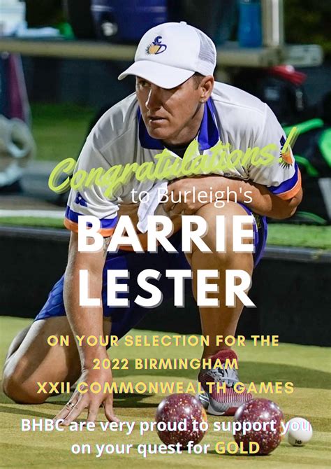 Congratulations Barrie Lester Burleigh Heads Bowls Club