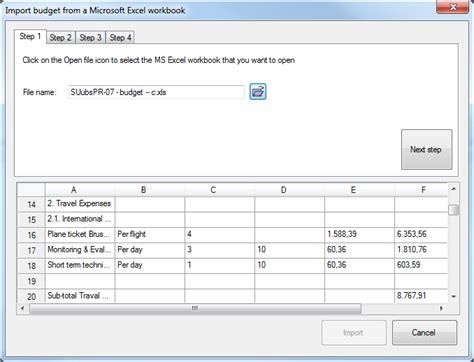 Importing A Budget Made In Ms Excel Logframer