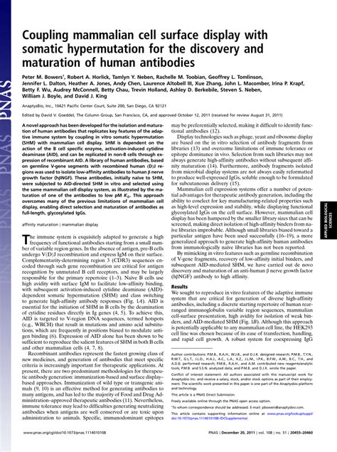 Pdf Coupling Mammalian Cell Surface Display With Somatic Hypermutation For The Discovery And