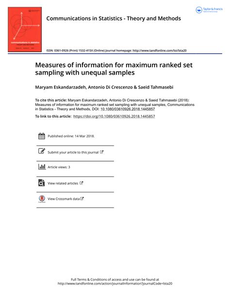 Pdf Measures Of Information For Maximum Ranked Set Sampling With