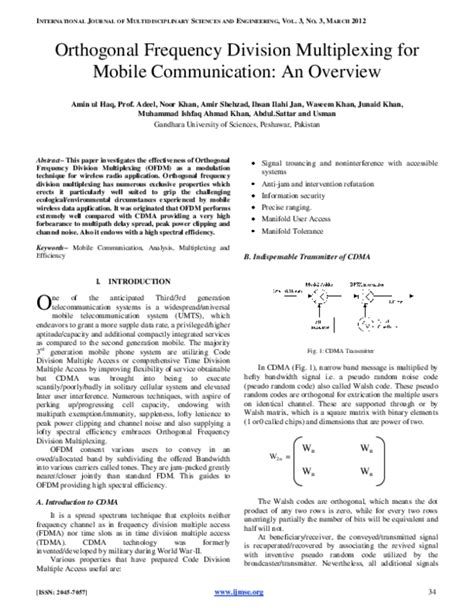 Pdf Orthogonal Frequency Division Multiplexing For Mobile Communication An Overview