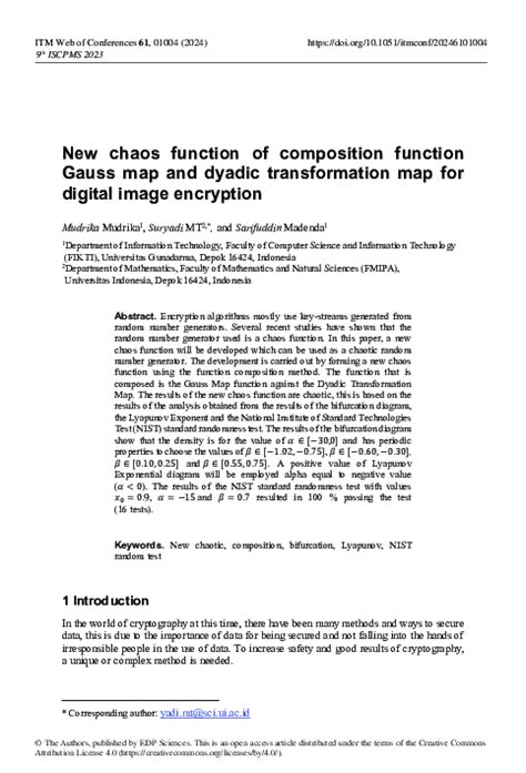 Pdf New Chaos Function Of Composition Function Gauss Map And Dyadic