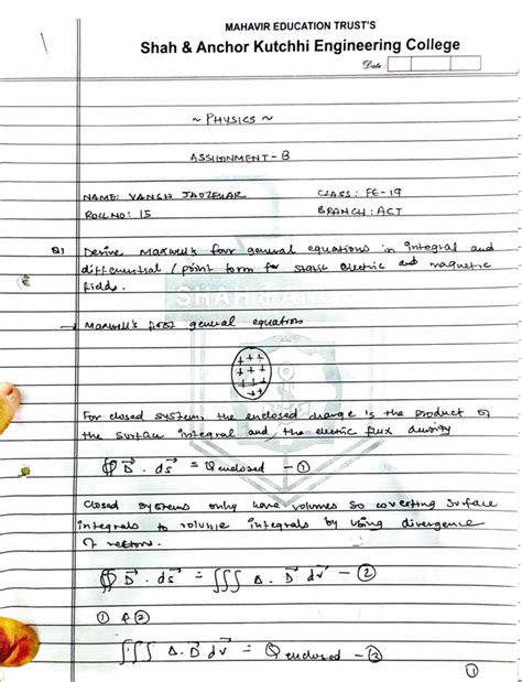 Phy Assignment B Physics Assigment Shah And Anchor Kutchhi Engineering College P Oa R I