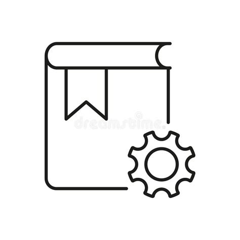 Book And Gear Line Icon For Settings And Support Guide Manual And