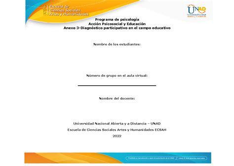 Anexo Diagnóstico participativo en el campo educativo Acción Psicosocial y Educación Anexo