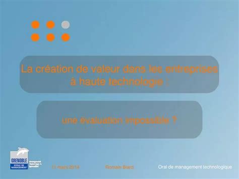 PPT La création de valeur dans les entreprises à haute technologie