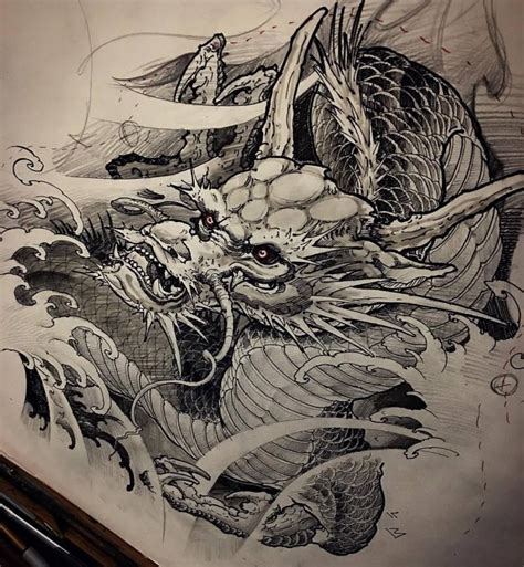 🖤 Ескізи татуювань японський дракон 48 фото