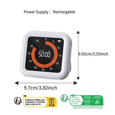Fashion Visual Timer Rechargeable Kitchen Timer Manual Countdown