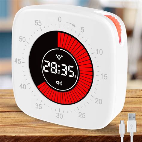 visual timer portable digital timer usb rechargeable 60 minute 12 hour
