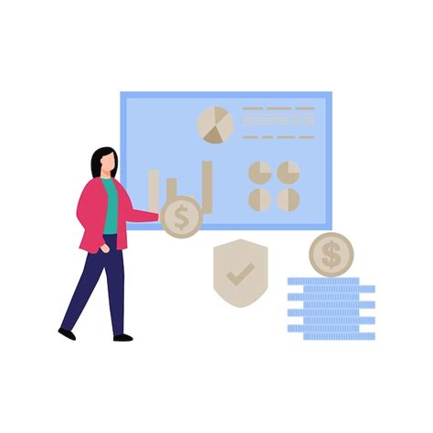premium vector girl working on business chart graph
