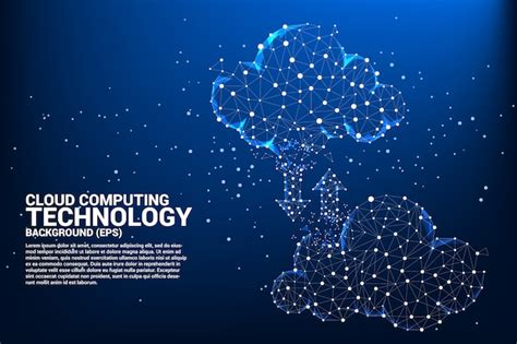 Premium Vector Data Transfer With Cloud Computing Network Concept Polygon Dot Connected Line