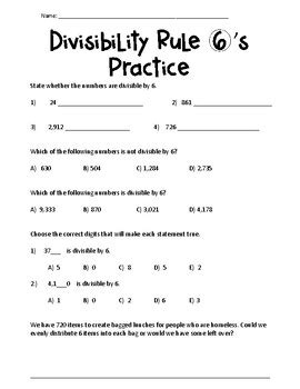 Divisibility Rules Practice By TeachingTipswithJanowitz TPT