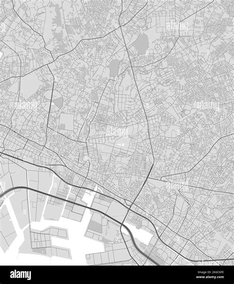 Map Of Funabashi City Urban Black And White Poster Road Map Image