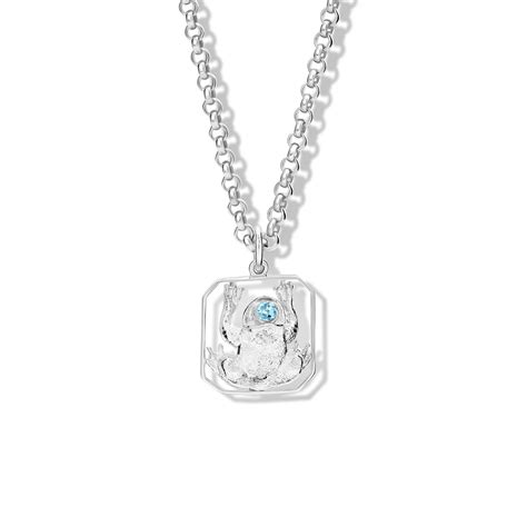Frog Fontaine Necklace Pendant Silver Diamond And Blue Topaz Cassandra Goad