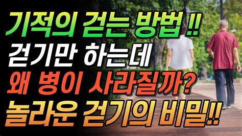 여태껏 몰랐던 걷기의 놀라운 치료 효과 더 늦기 전에 많이 걸으세요 잘 걷는 법 실천하면 병의 90 는 낫는다 Youtube